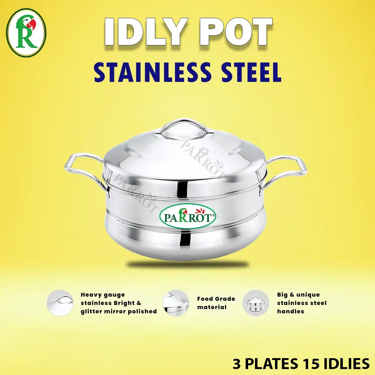 Stainless Steel Idly Pot – Durable & Food-Grade | Parrot Kitchen Essentials